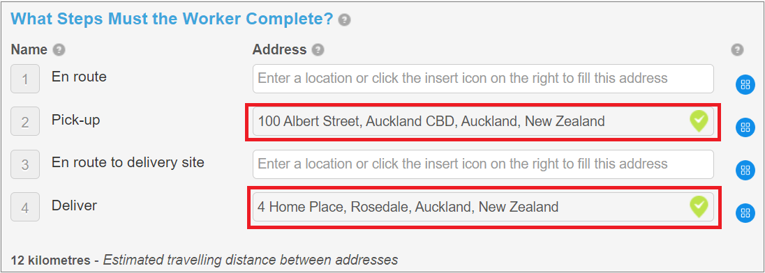 View multiple step addresses in the Jobs tab – vWork Support
