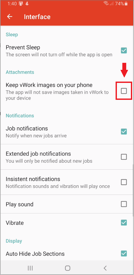 Android: 'Save vWork photos on your Android device' setting – vWork Support