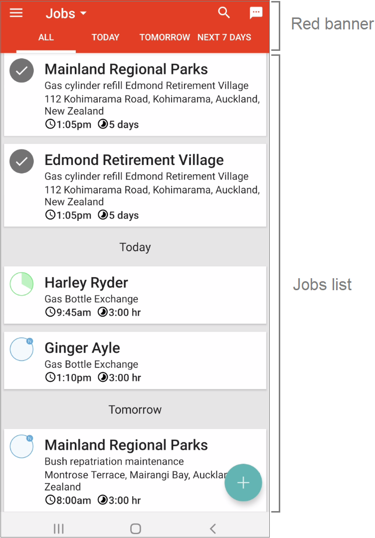Android: using the Jobs screen – vWork Support