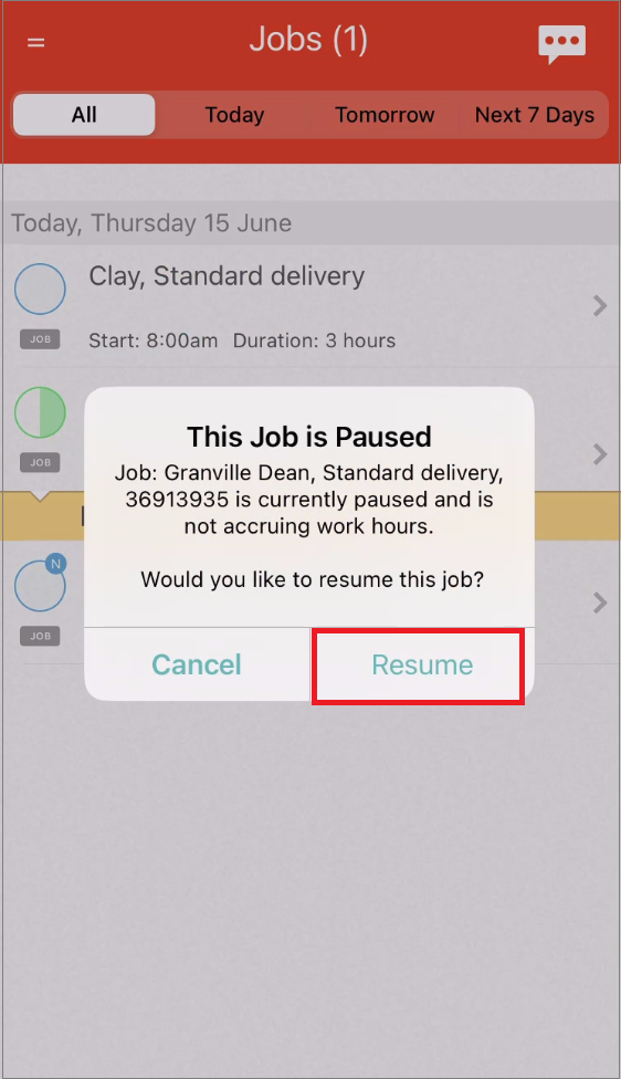 Ios Pause A Job In The Vwork Mobile App Vwork Support