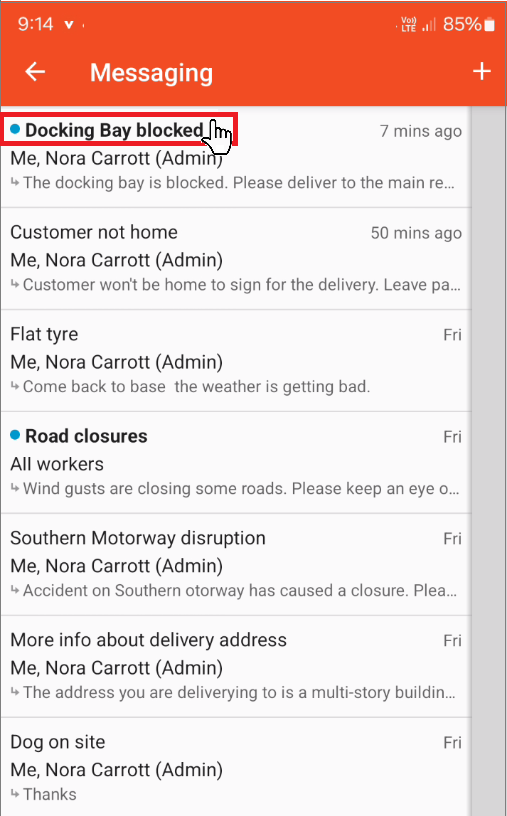 Android Send And Receive Messages In The Vwork Mobile App Vwork Support