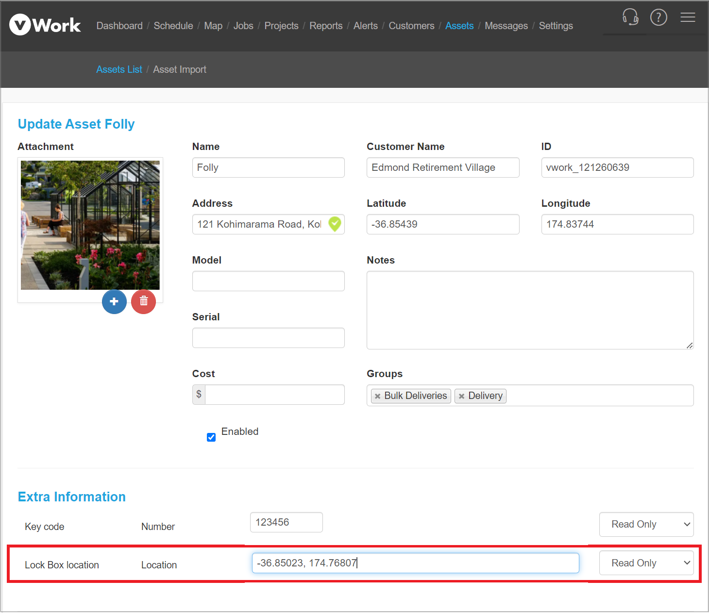 Add and view a Location custom field in a job – vWork Support