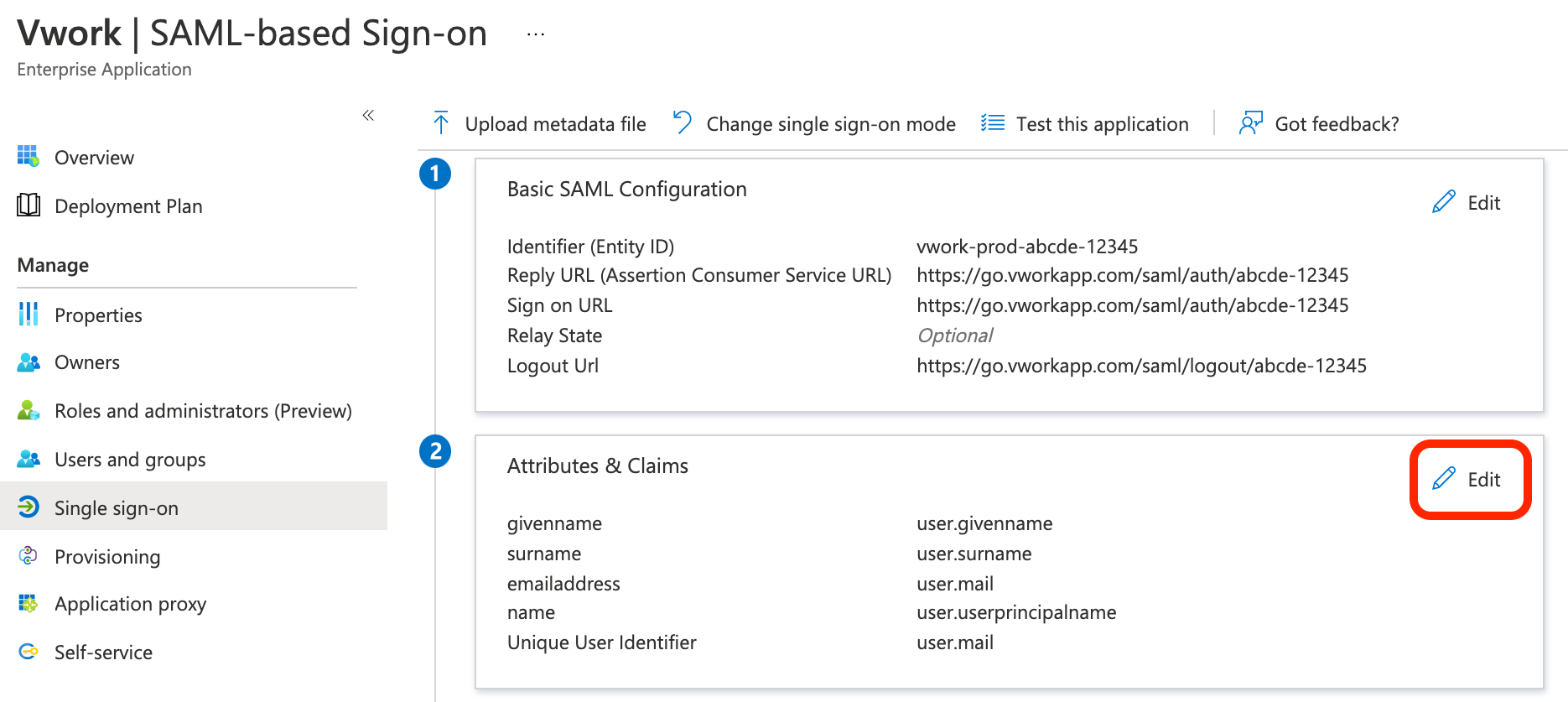 Set up SSO for vWork in Azure Active Directory – vWork Support