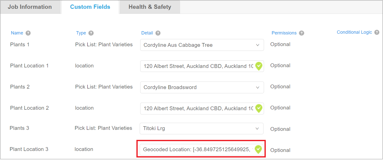 Add and view a Location custom field in a job – vWork Support