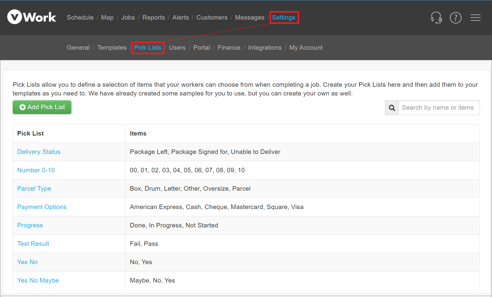 Pick lists: what are they and how do I use them? – vWork Support